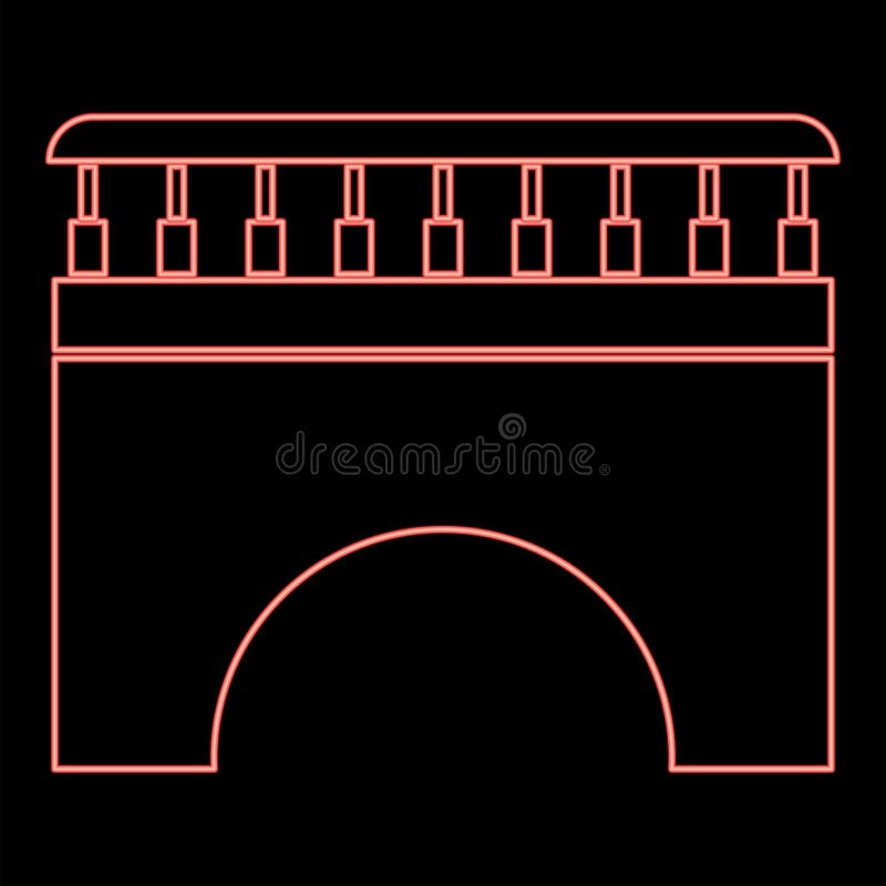Neon Bridge Red Color Vector Illustration Flat Style Image Stock Vector ...