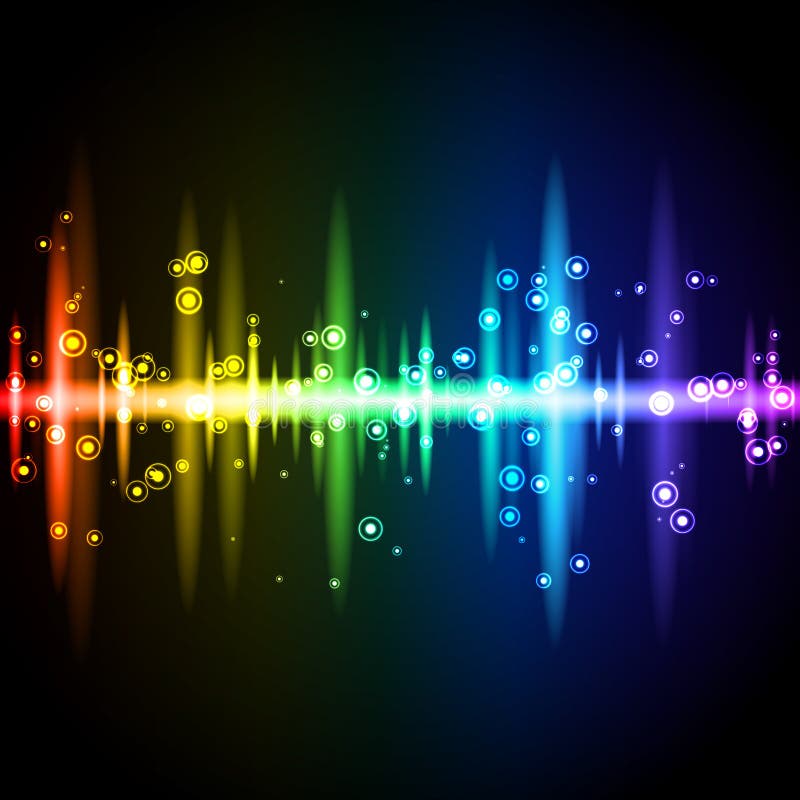 Neon Bright Equalizer with Circles and Sparkles Stock Vector ...