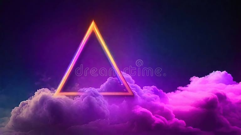 Neon Brilliance in Abstract 3D: Cloud and Triangular Form Stock Illustration - Illustration of ...