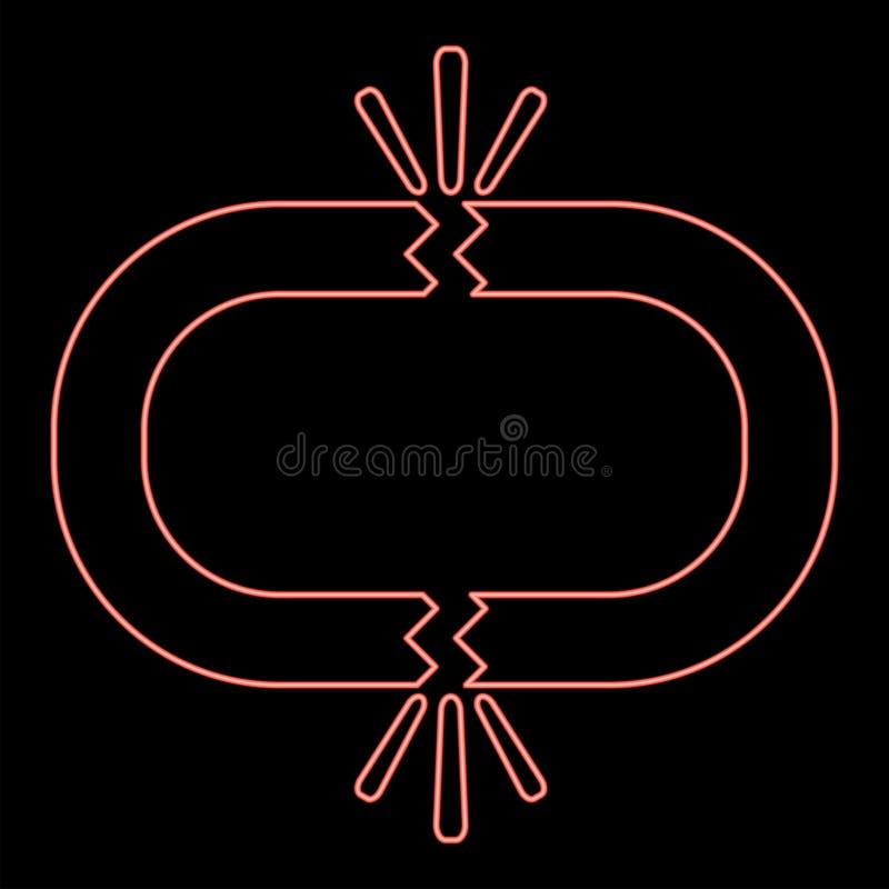 Neon Broken Link Red Color Vector Illustration Image Flat Style Stock ...