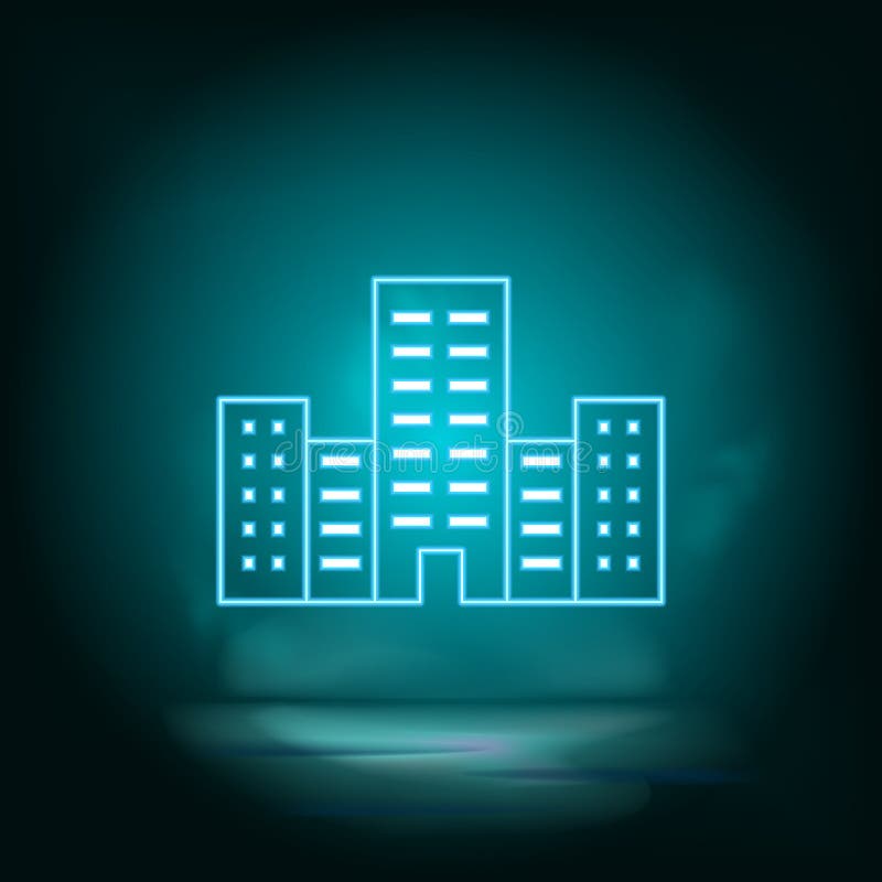 Neon Building Blue. Blue Neon, Building Vector Icon. Vector Background ...