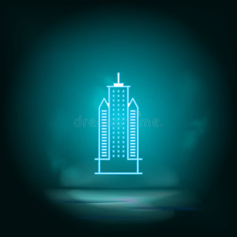 Neon Building Blue. Blue Neon, Building Vector Icon. Vector Background ...