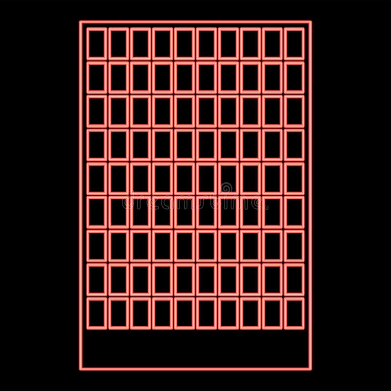 Neon Building Red Color Vector Illustration Flat Style Image Stock ...