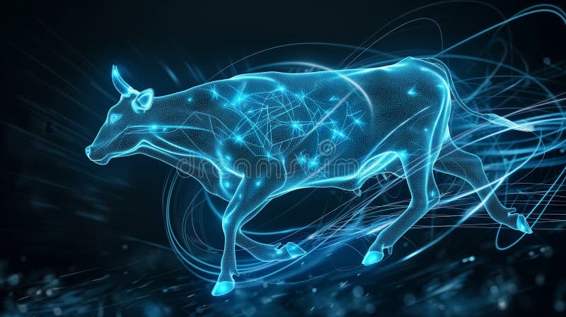 Neon Bull in Digital Space stock photo. Image of neon - 322279396