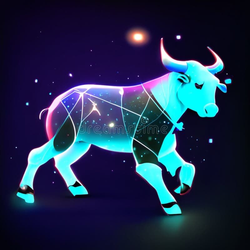 Neon Bull with Polygonal Geometric Pattern. Vector Illustration Stock ...
