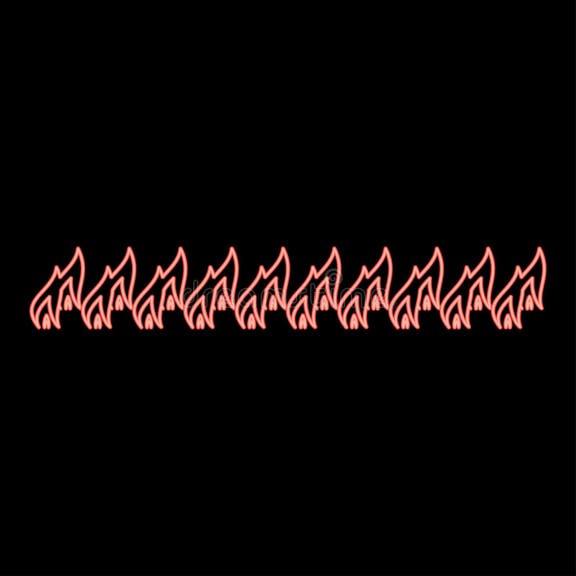Neon Burning Fire Flame Row Red Color Vector Illustration Image Flat ...