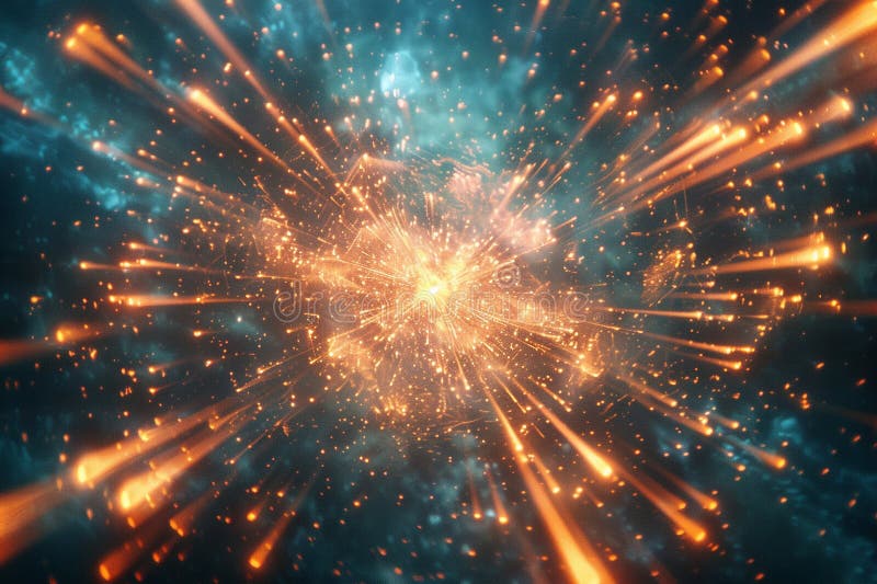 Neon Bursts of Energy Radiating from a Mysterious Source Stock Image ...