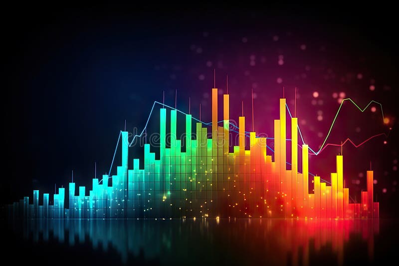 Neon Business Economic Charts Abstract Analysis of Growth and Fall with ...