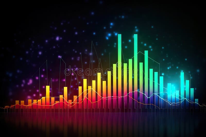 Neon Business Economic Charts Abstract Analysis of Growth and Fall with ...