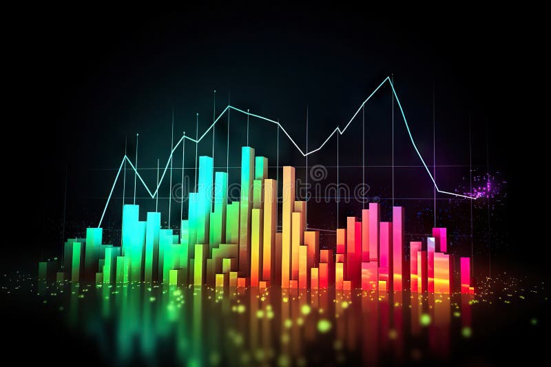 Neon Business Economic Charts Abstract Analysis of Growth and Fall with ...
