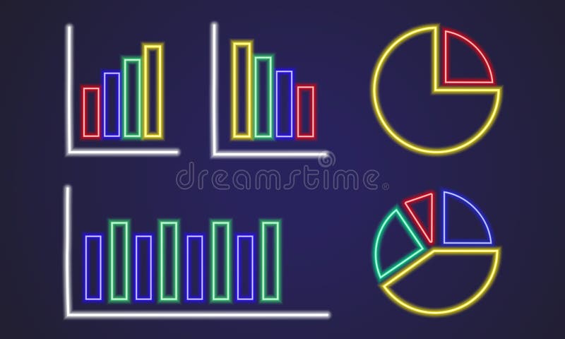 Neon Business Icons Graphics for Business and Charts for Work, Progress ...