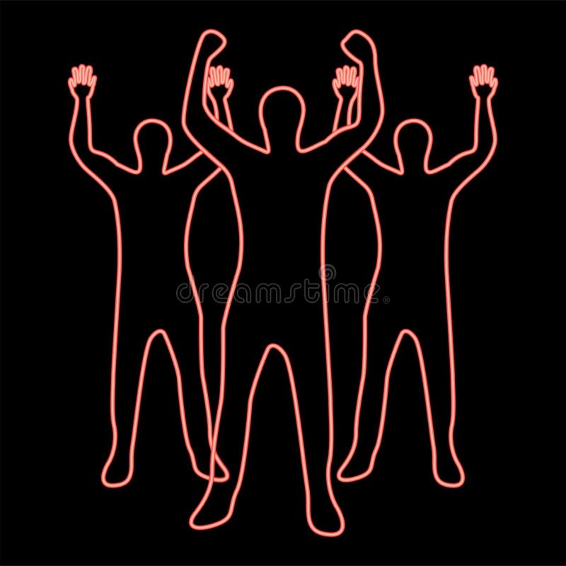 Neon Business People Red Color Vector Illustration Flat Style Image ...