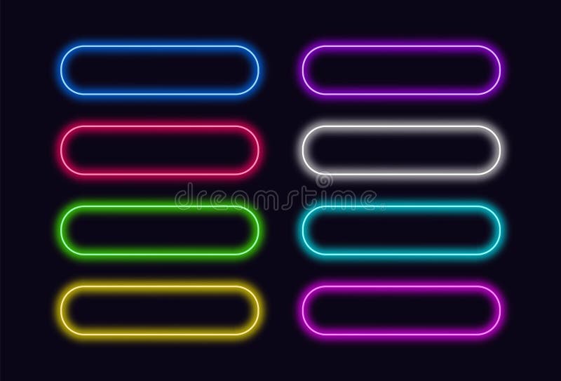 Neon buttons set stock vector. Illustration of button - 211278965