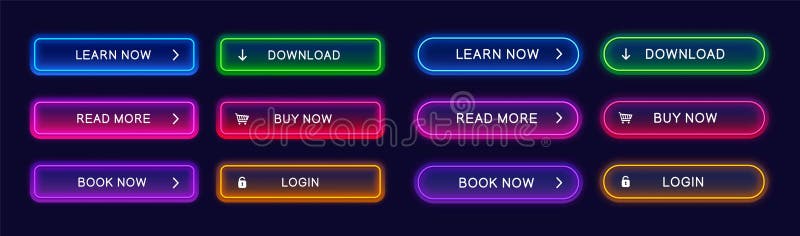 Neon buttons stock vector. Illustration of pair, button - 6593690