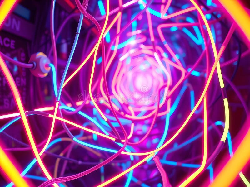 Neon Cables: Intricate Geometric Patterns, Sci-Fi Aesthetic, Hyper ...