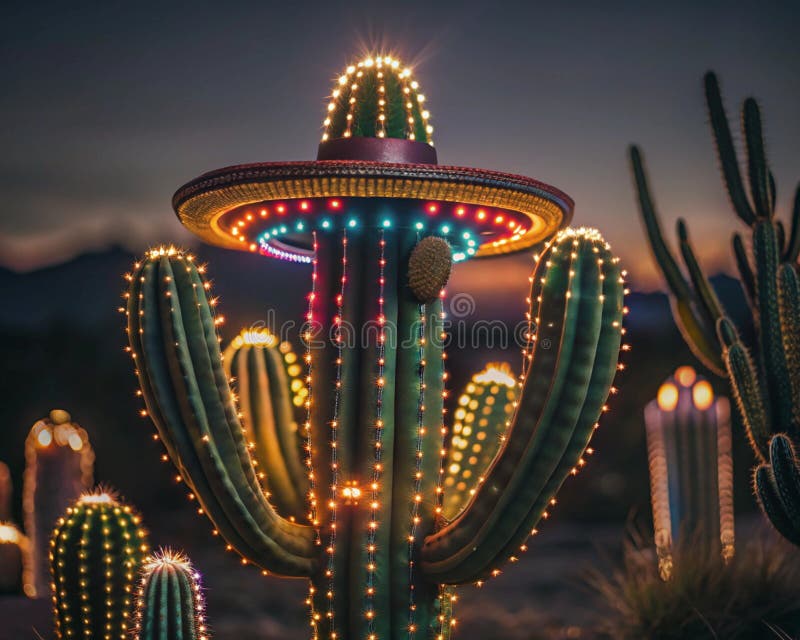 Neon Cacti with Vibrant Glowing Lights Collection for Cinco De Mayo Generative Ai Stock ...