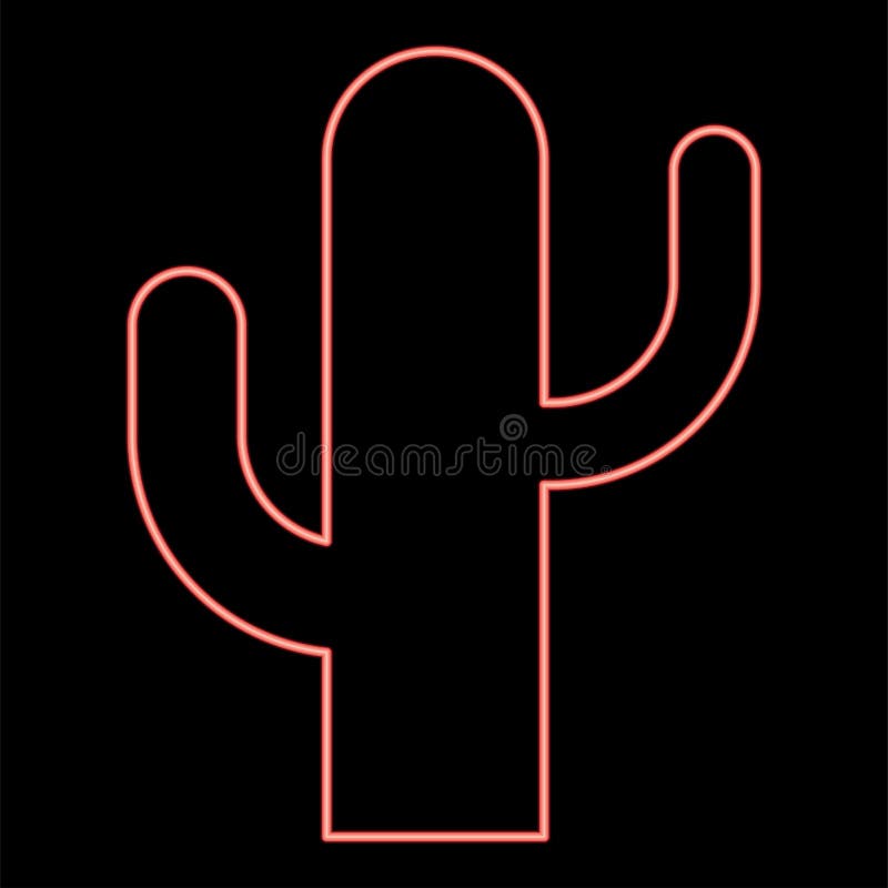 Neon Cactus Red Color Vector Illustration Flat Style Image Stock Vector ...