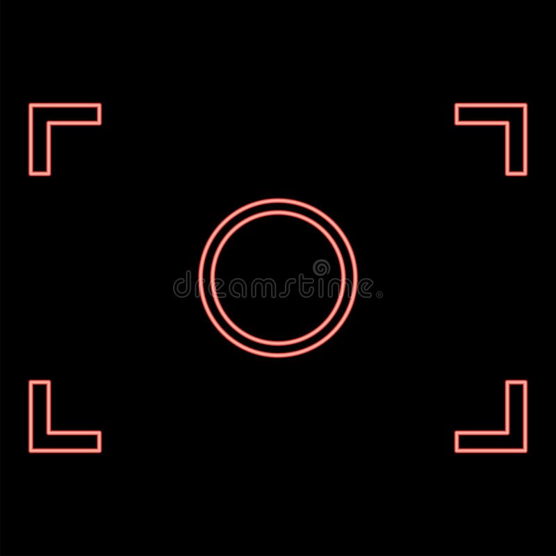 Neon Camera Focus Icon Black Color in Circle Red Color Vector ...
