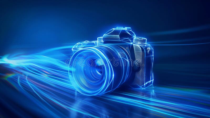 Neon Camera with Light Trails Stock Photo - Image of modern, bright ...