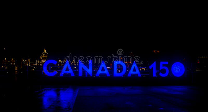 Neon canada 150 editorial image. Image of victoria, neon - 102353905