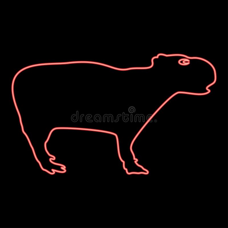Neon Capybara Red Color Vector Illustration Image Flat Style Stock ...