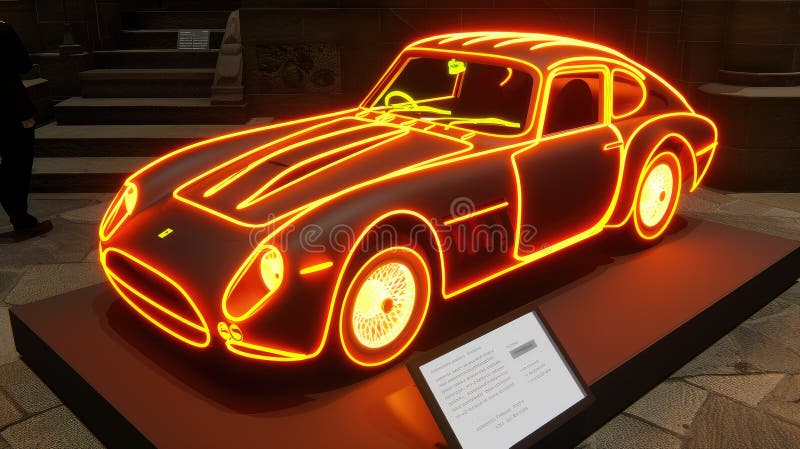 Neon Car in Retro Style, Vintage Transport Stock Image - Image of rare ...