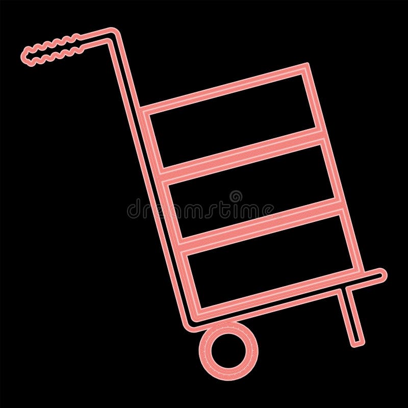 Neon Cart Delivery or Shipment Icon the Red Color Vector Illustration ...
