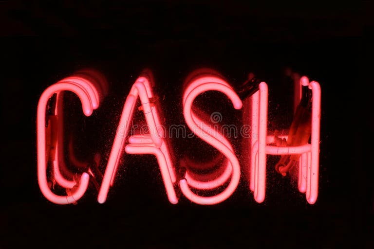 Neon Cash Sign stock image. Image of color, type, advertising - 6849775