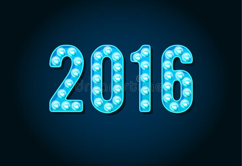 2016 Neon Casino or Broadway Signs Style Light Bulb Digits Stock Vector ...