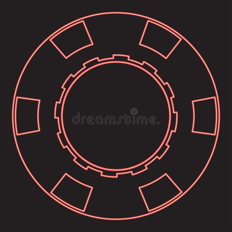 Neon Casino Chip Red Color Vector Illustration Image Flat Style Stock ...