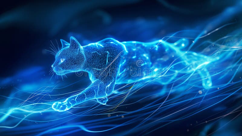 Neon Cat in Motion stock photo. Image of ethereal, scifi - 322031620
