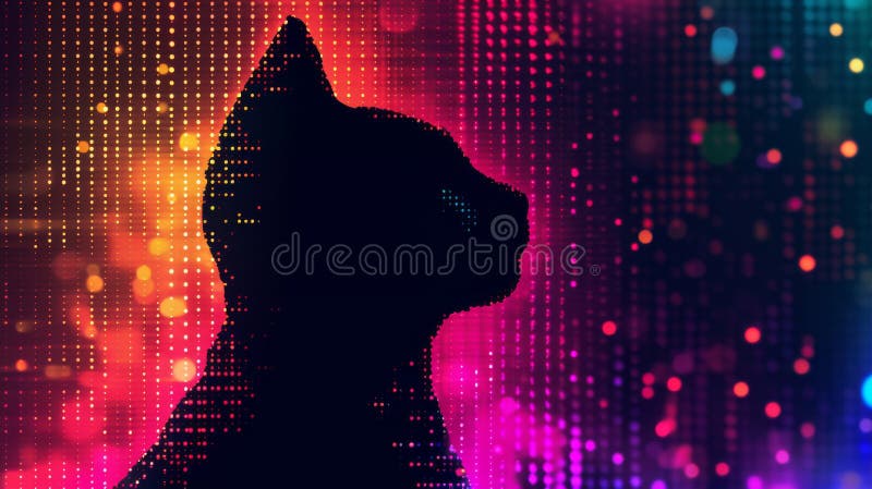 Neon Cat Silhouette Digital Glow Stock Photos - Free & Royalty-Free ...