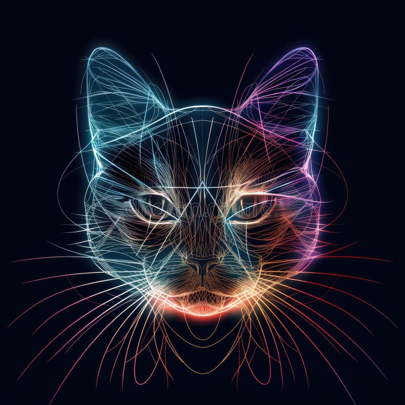Neon Cat Vector Art Illustration, AI Generative Stock Illustration ...
