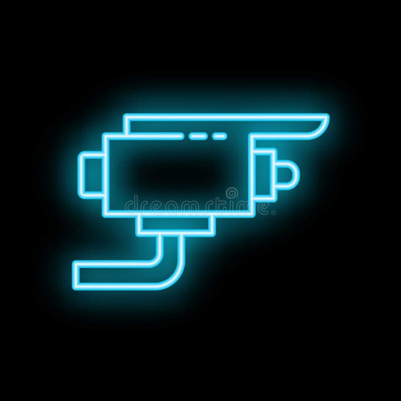 Neon Cctv Camera Icon Glowing on Dark Background Stock Vector ...