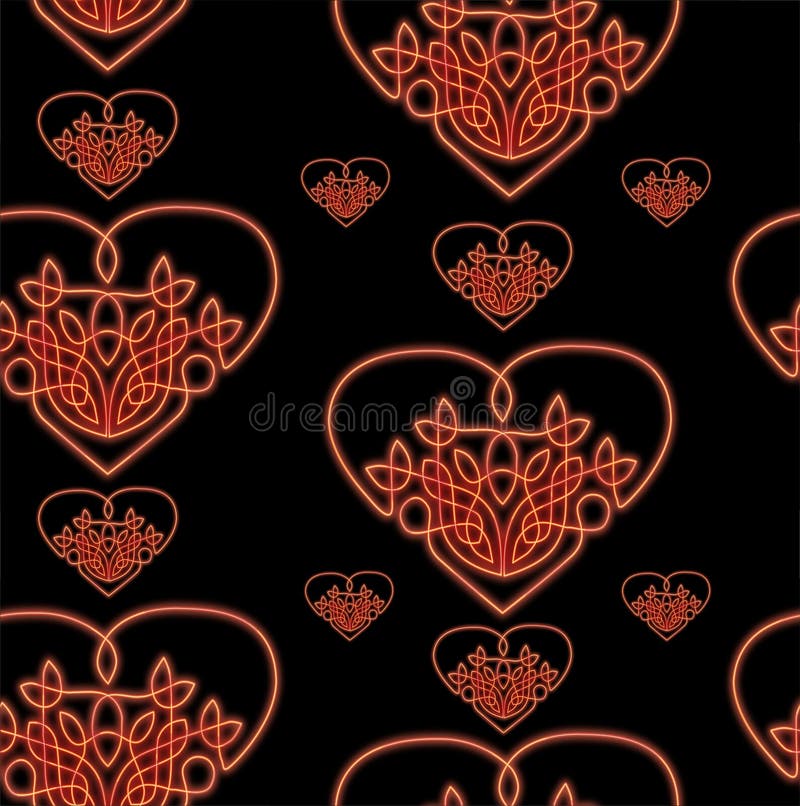 Neon celtic heart seamless stock illustration. Illustration of join ...