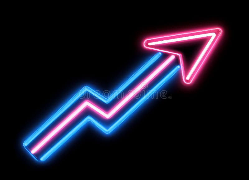 A Neon Chart Displaying Blue and Pink Arrows Pointing Up, Indicating ...