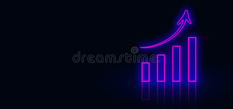 Neon Chart Sign with Arrow Up. Growth and Development Concept Stock ...