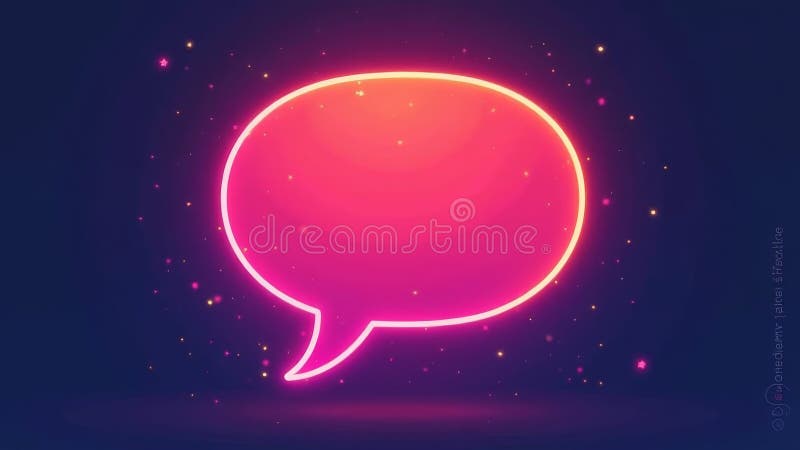 Neon Chat Message Icon on Dark Background Stock Photo - Image of ...