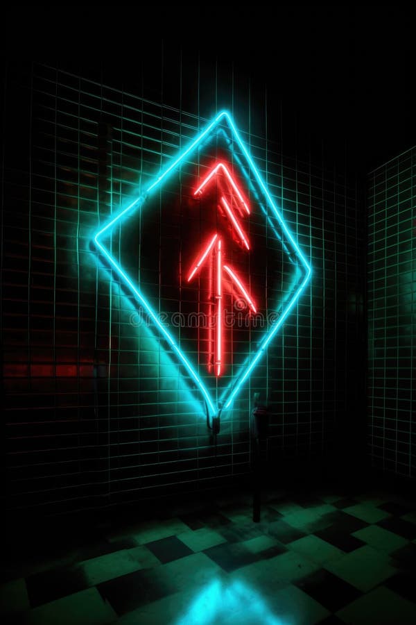 Neon Check Mark Sign Glowing in the Dark Stock Illustration ...