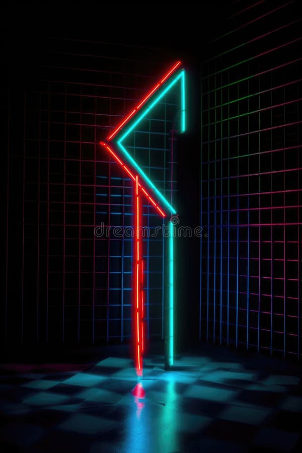 Neon Check Mark Sign Glowing in the Dark Stock Illustration ...