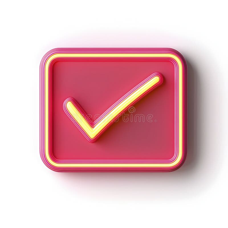 Neon Checkmark Icon Design in Bright Colors Stock Illustration ...