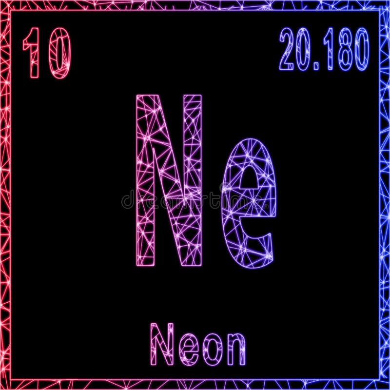 Neon Chemical Element, Sign with Atomic Number and Atomic Weight Stock ...