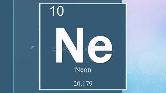 Neon Chemical Element Symbol on Blue Solid and Gradient Background ...