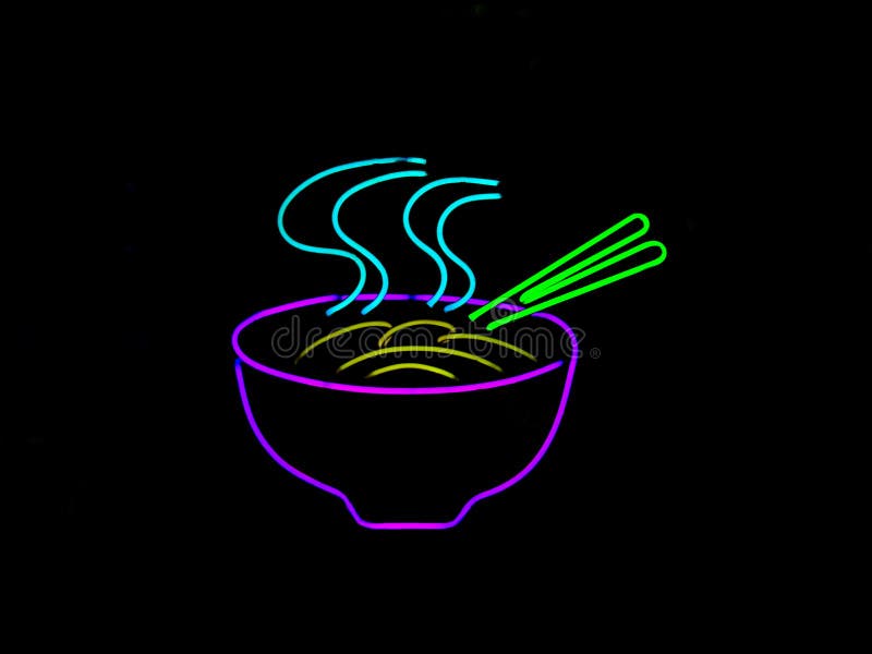 Neon Chinese Noodle Sign stock image. Image of dinner - 12503947