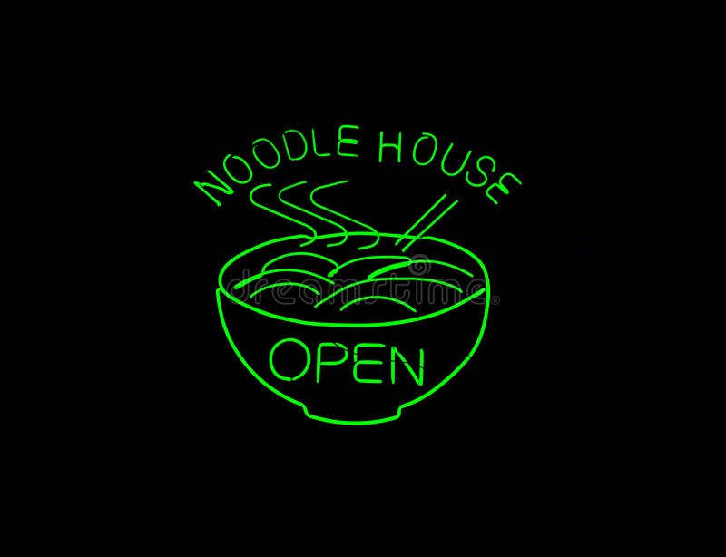 Neon Chinese Noodle Sign stock photo. Image of food, chinese - 12515272