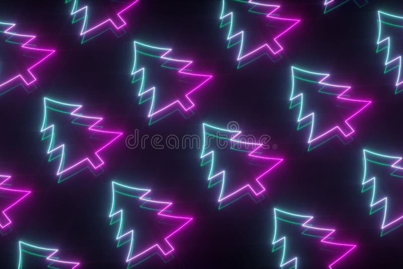 Neon Christmas Trees Pattern Stock Illustration - Illustration of ...