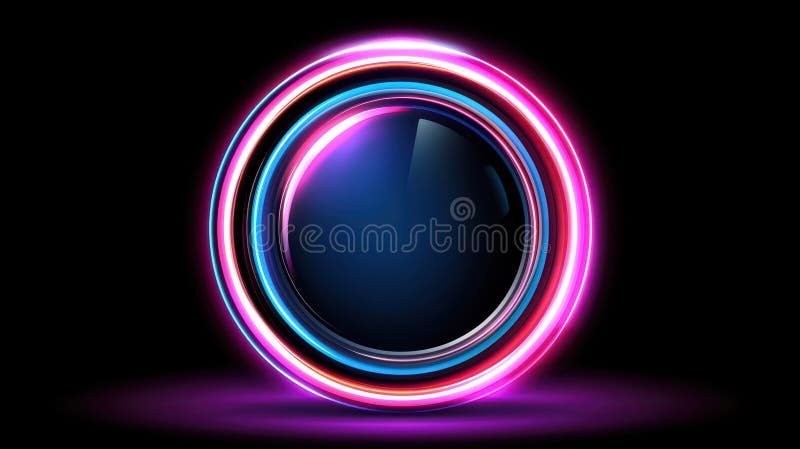 Neon Circle Abstract Design Stock Illustration - Illustration of ...