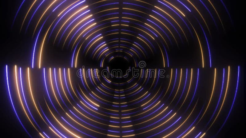 Neon Circle Background. Abstract Glowing Neon Circle Moving on Black ...