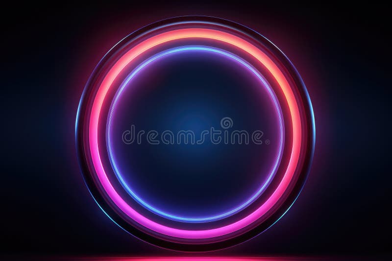 Neon Circle on Black Background Stock Photo - Image of disco, energy ...