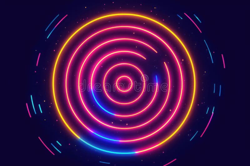Neon Circle on Black Background Stock Image - Image of party, night ...